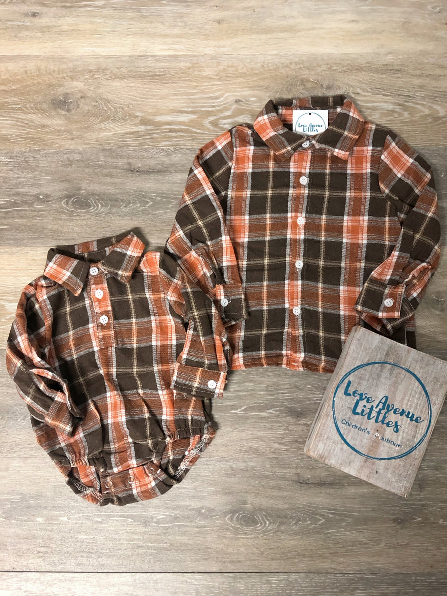 Fall Plaid Flannel One Piece – Love Avenue Littles